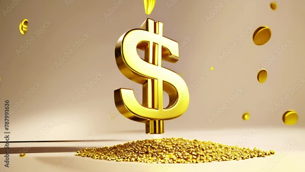 Vídeo do Stock: USD golden dollar sign. Gold coin in 3D animation with ...