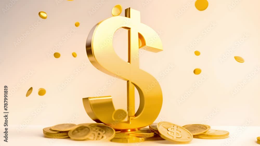 Vidéo Stock USD golden dollar sign. Gold coin in 3D animation with a ...