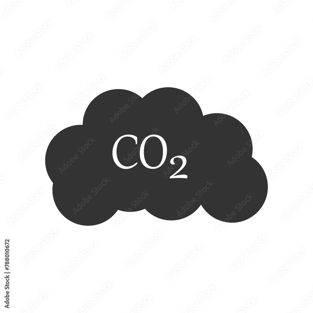 co2 vector icon, logo on white background. CO2 emissions in cloud ...