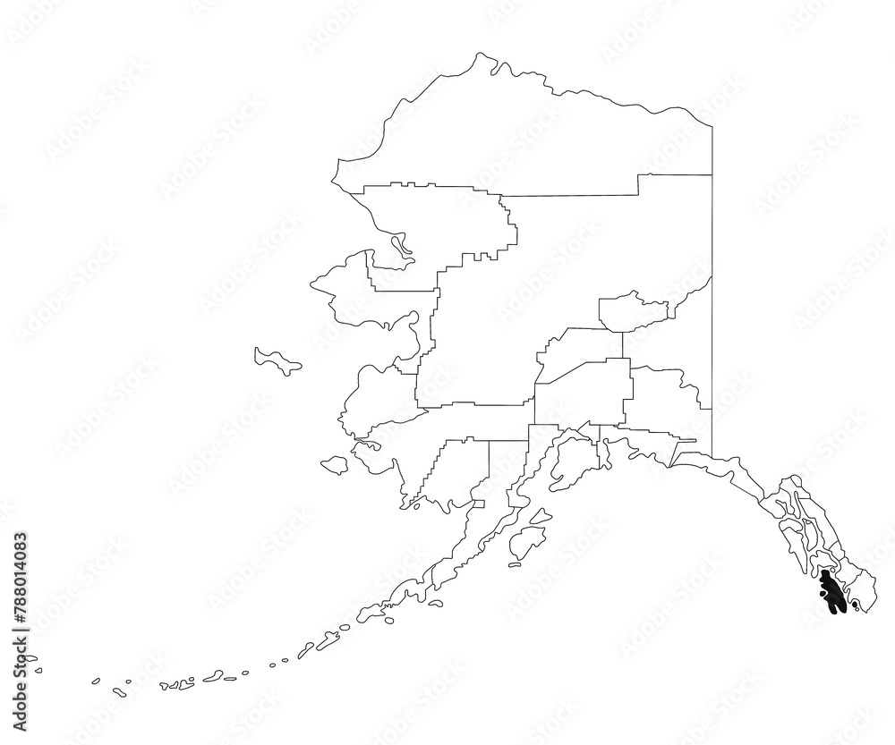 Map of Prince of Wales Hyder borough in Alaska state on white ...