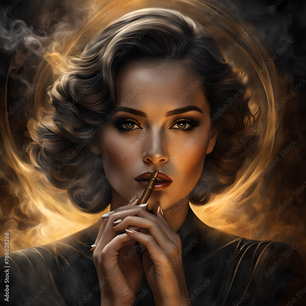Elegant And Classy Woman Smoking A Cigarette Beautiful Woman In Fur