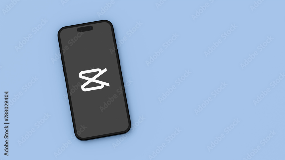 CapCut Logo on Mobile Phone Screen on Blue Background with Copy Space ...