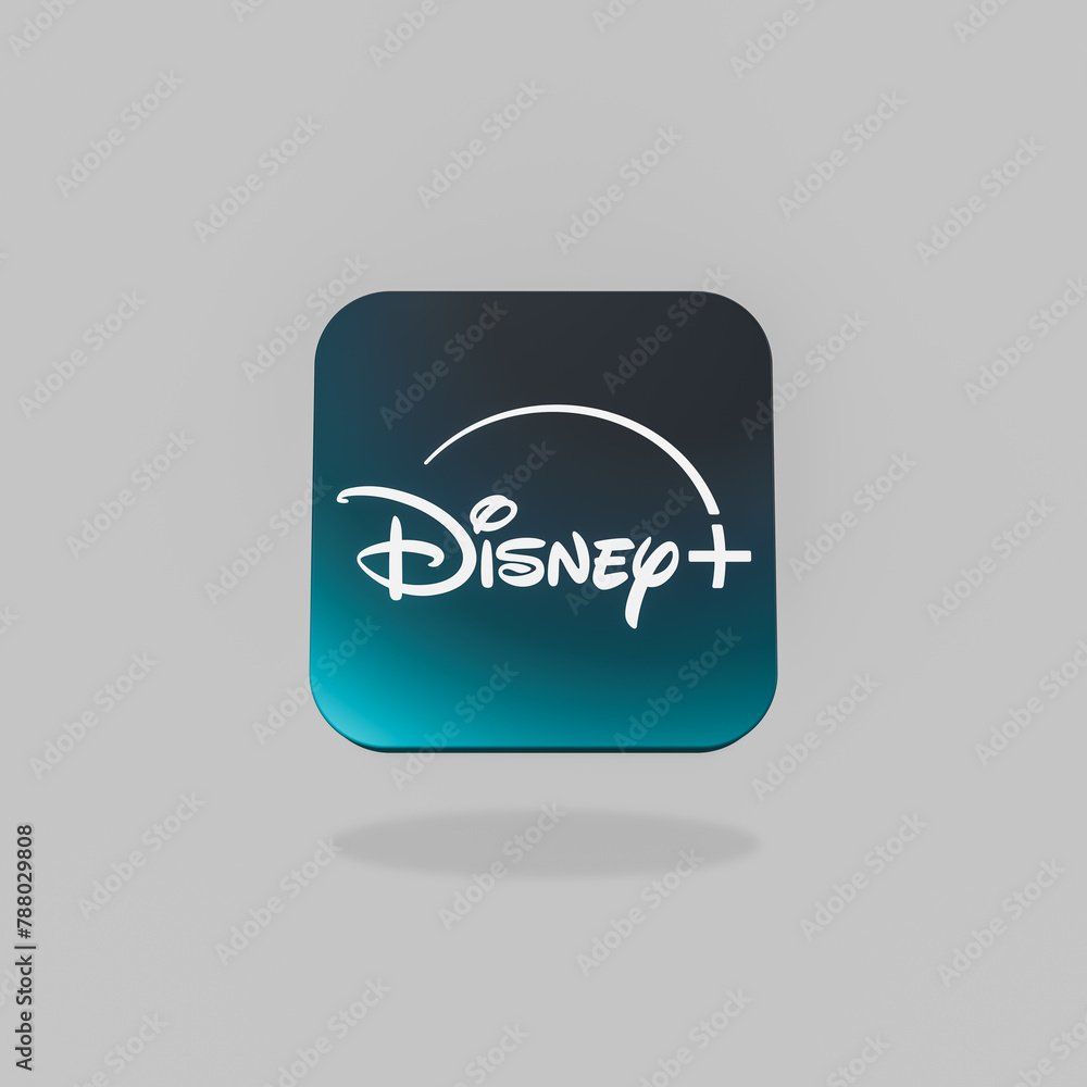 Disney Plus App Icon on Flat Gray Background Stock Illustration | Adobe ...