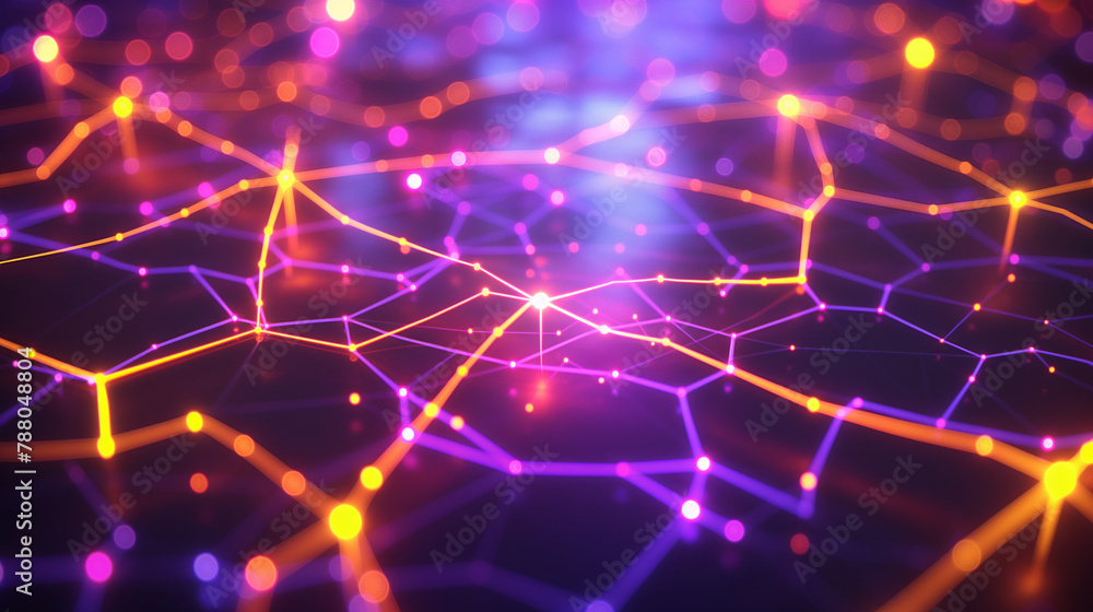 A network diagram showing a cyber attack with connections illuminated ...