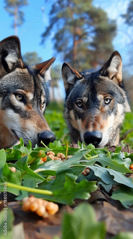 Wolves teach a wilderness survival class, showing how to use leaves and ...
