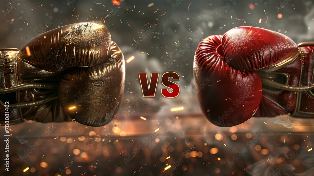 Famous boxing match poster fighting gloves with vs letters for versus ...
