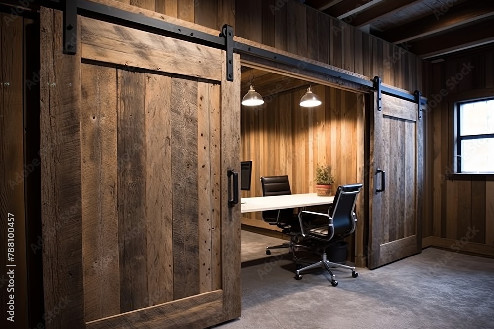 Sliding Barn Door and Rustic Hardware: Modern Rustic Office Concepts ...