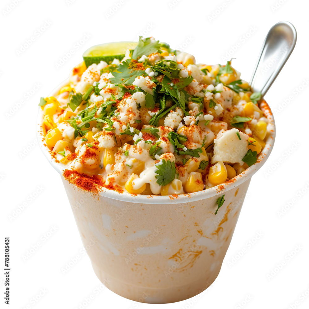Esquites with Mexican street corn salad, featuring boiled corn kernels ...