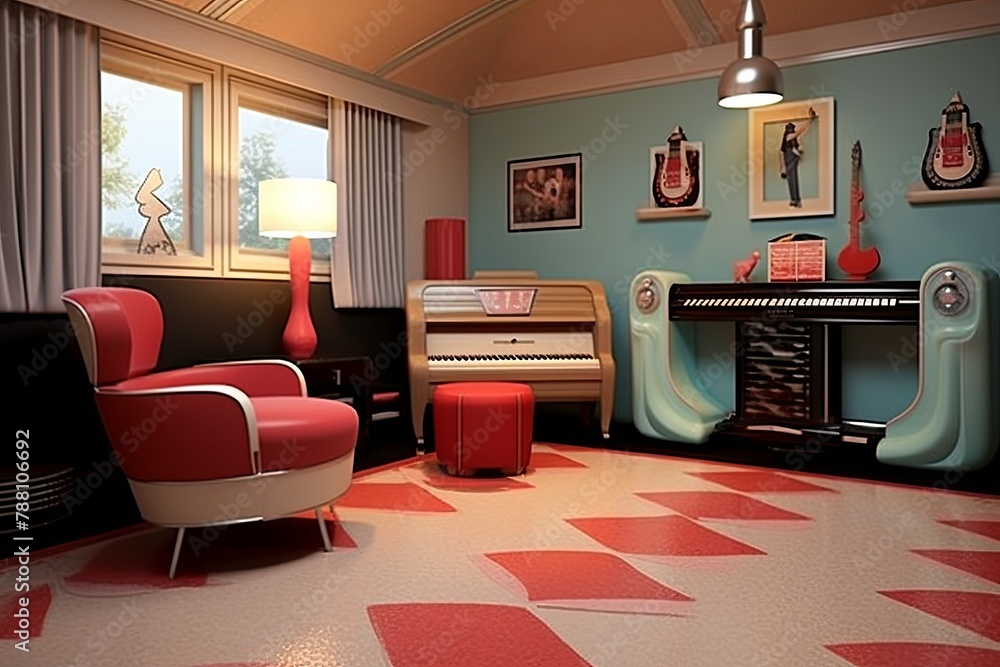 Nostalgic 50s Drive-In Living Room Ideas: Sock Hop Dance Floor Area ...