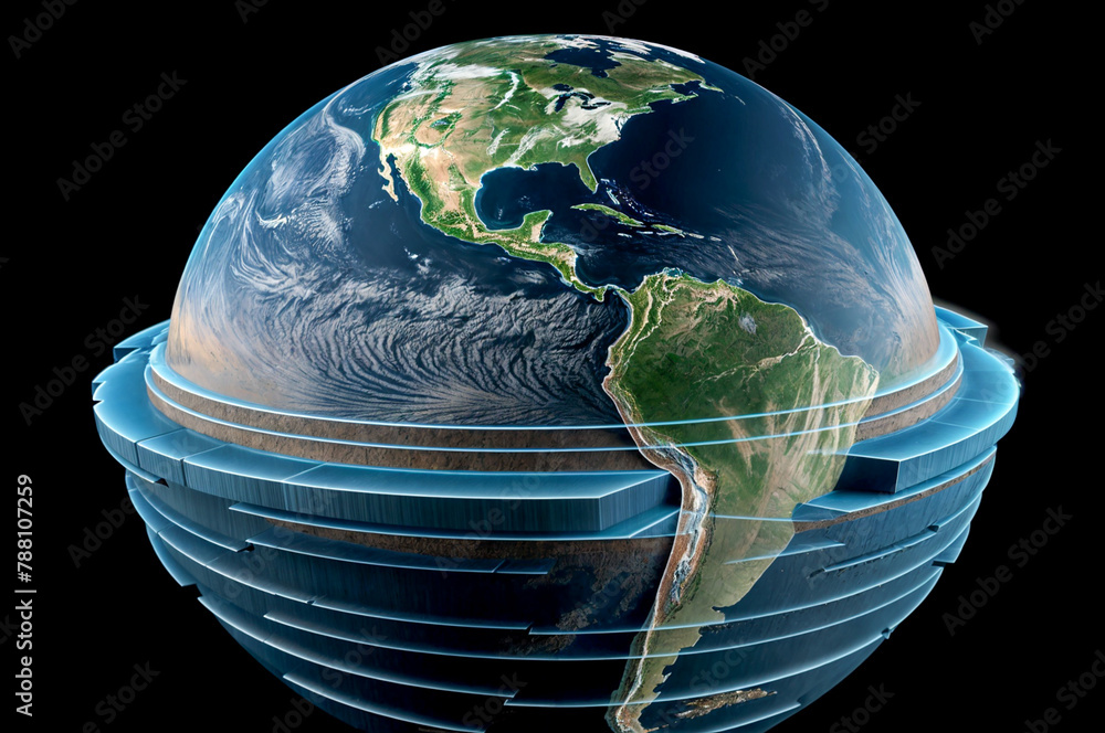 Movement of tectanic plates on planet earth. Inner layers of the earth ...
