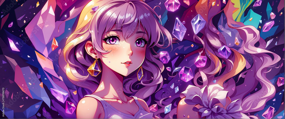 Anime Background and Wallpaper. Anime characters in a colorful Amethyst ...