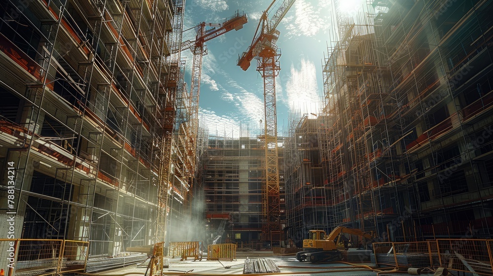 The immense scale and complexity of a construction site for a giant ...