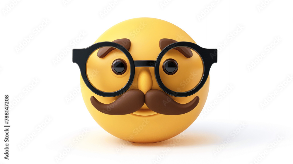 Disguised face emoji - emoticon with a yellow face, big glasses, a ...