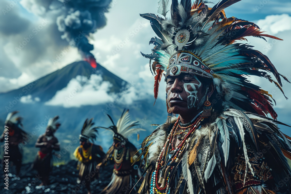 An image showing a group of indigenous people performing a ritual to ...