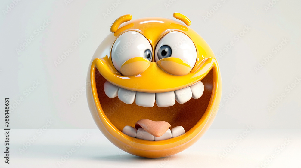 Zany face emoji - Silly face emoticon - A yellow face with a big grin ...