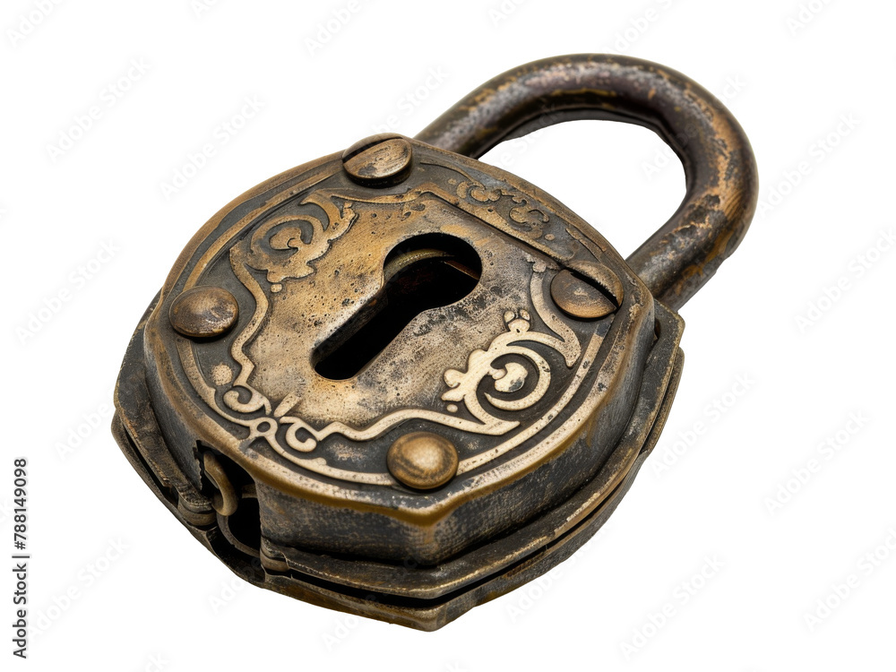 old rusty padlock , lock isolated on a transparent background. PNG ...