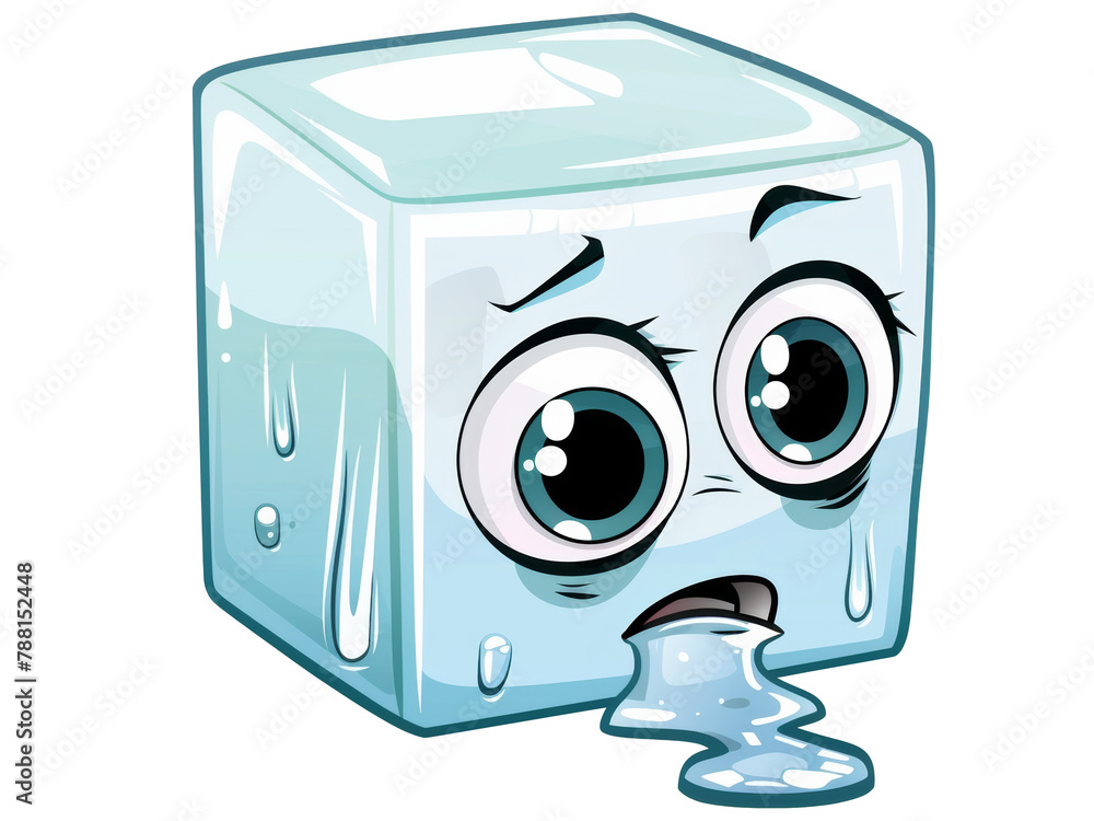 cartoon ice cube isolated on a transparent background. PNG Stock ...