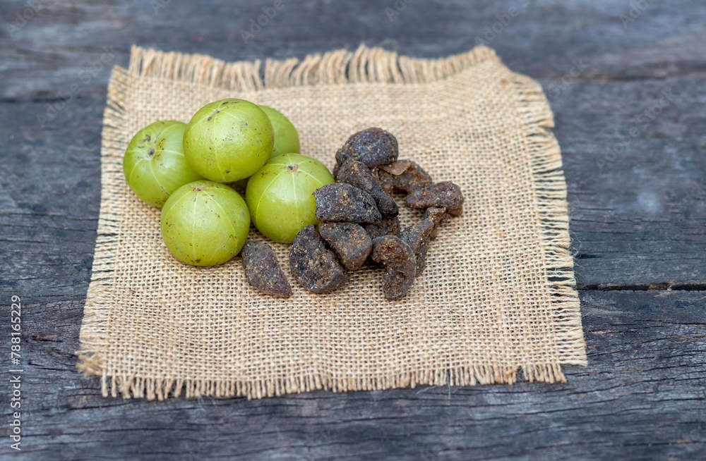 Amla Fruit or Indian Gooseberry Candy on Burlap Fabric Isolated on ...