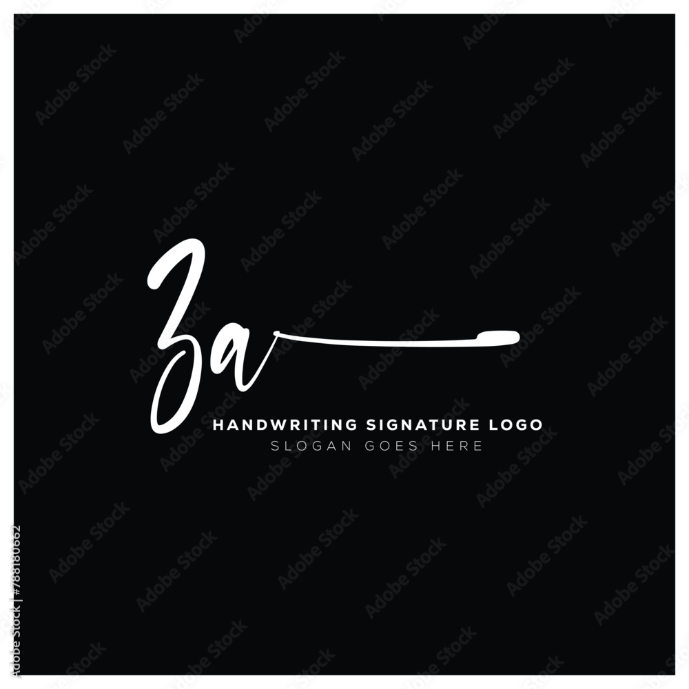 ZA initials Handwriting signature logo. ZA Hand drawn Calligraphy ...
