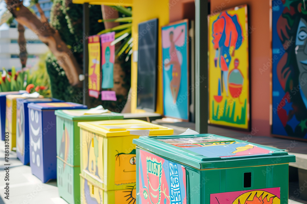 ballot boxes for elections surrounded by vibrant campaign posters and ...