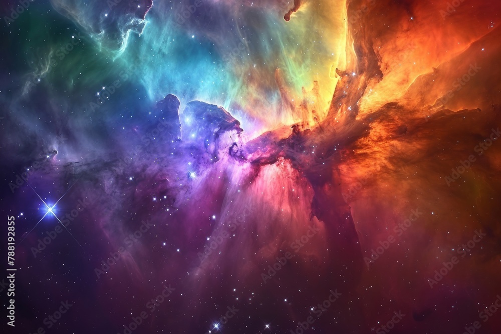 The photo depicts a vibrant and star-filled space, showcasing a ...