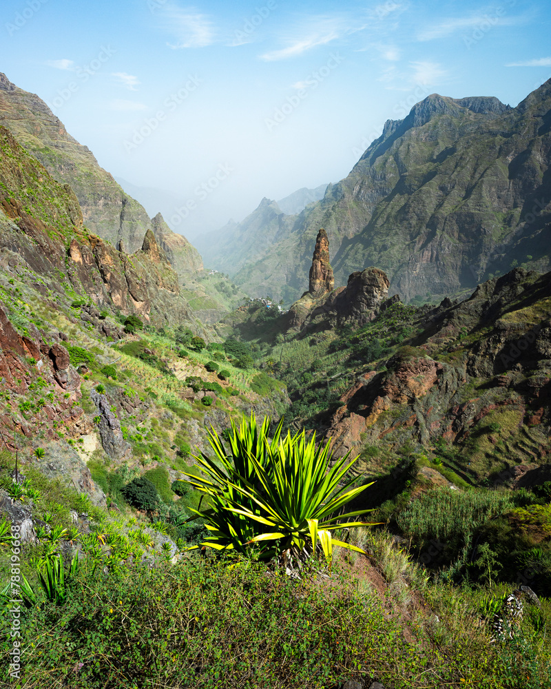 View of XoXo in Ribeira da Torre valley during sunrise, Cova-Paul ...