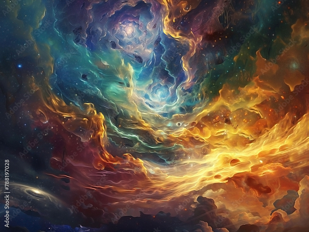An artists dreamlike interpretation of a nebula as a cosmic fountain in ...