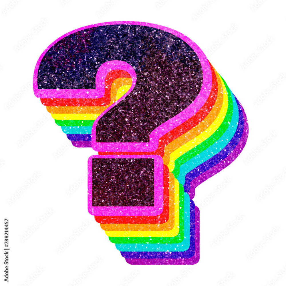 Png question mark sign rainbow 3d typography lgbt pattern Stock ...