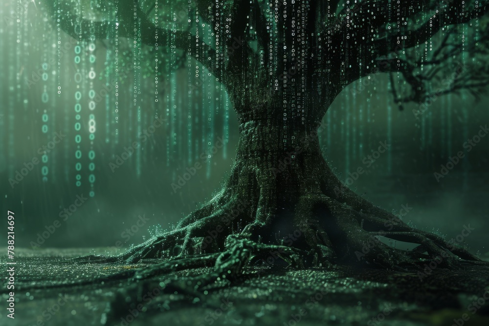The Majestic Tree Standing in the Middle of the Forest, Binary code ...