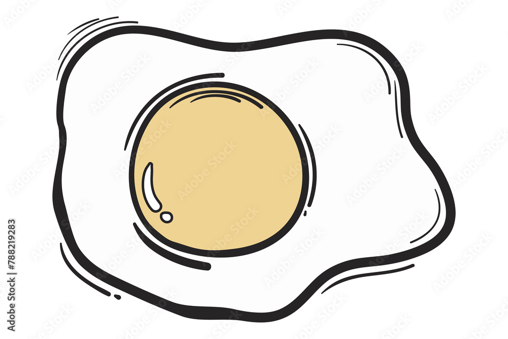 Png fried egg cartoon doodle hand drawn sticker Stock Illustration ...