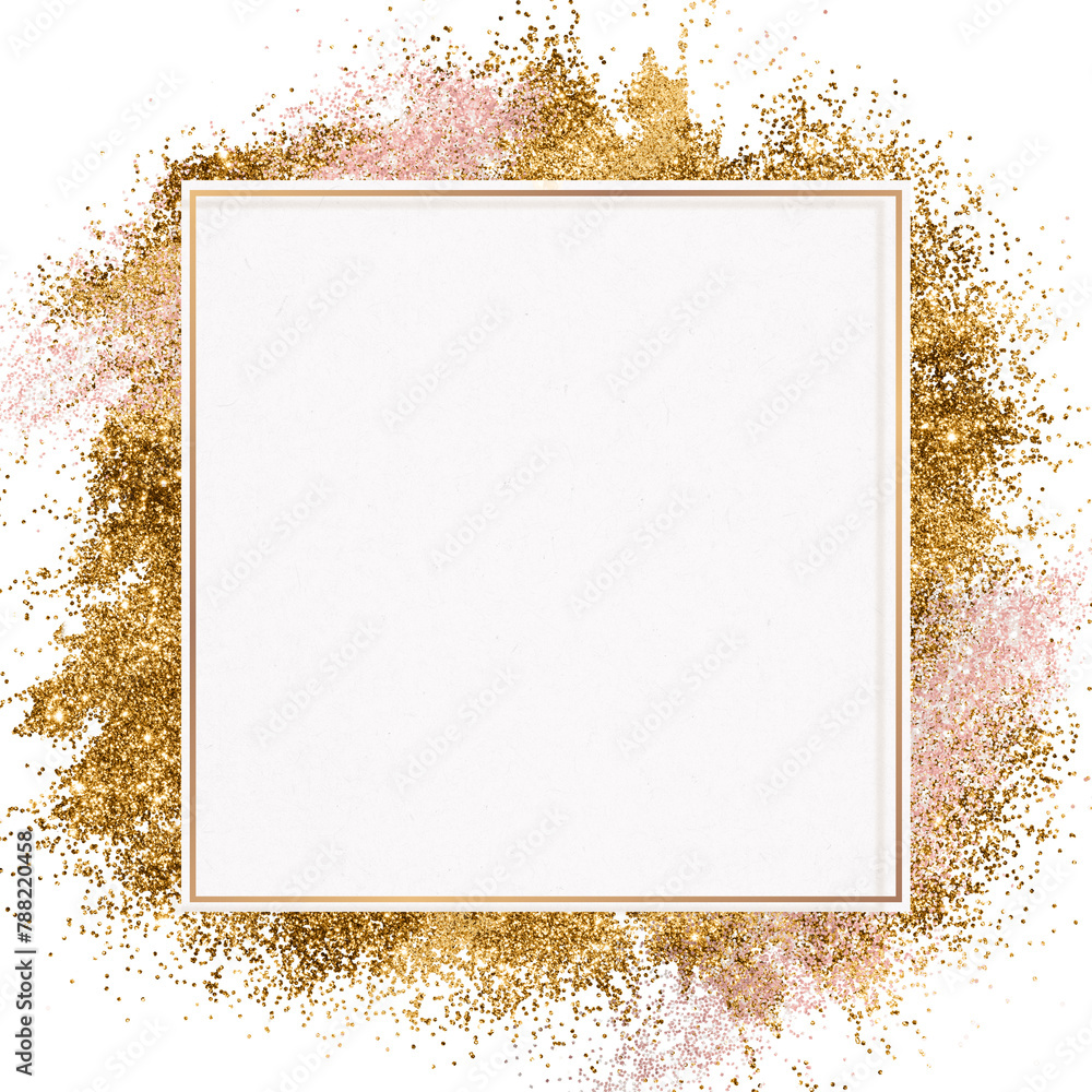 Sparkly gold frame png on glitter background Stock Illustration | Adobe ...