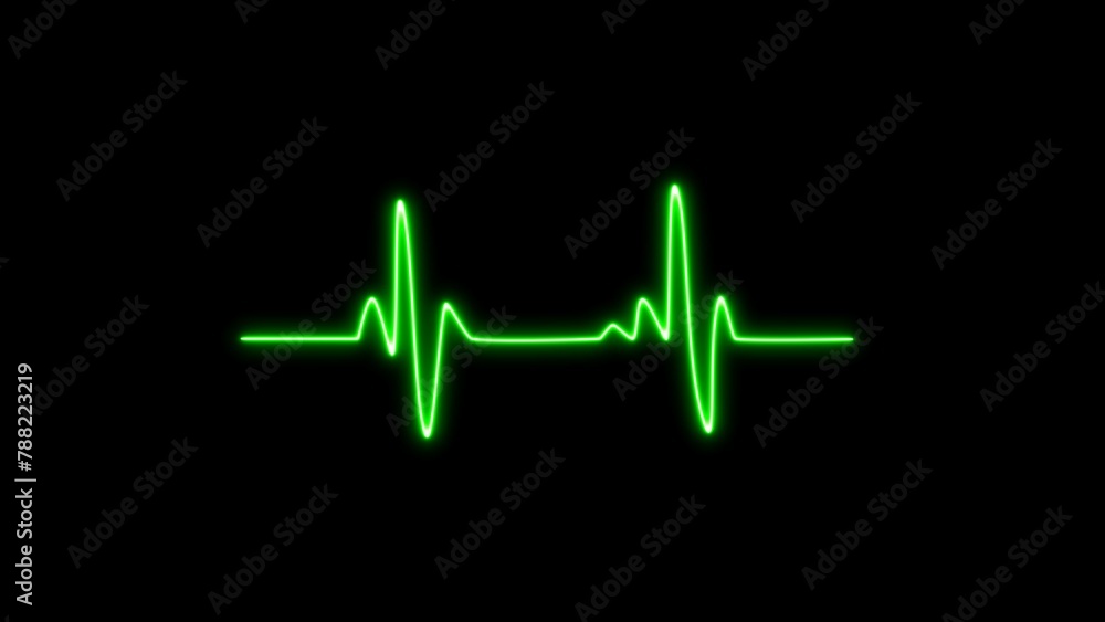 Heartbeat neon sign. Heartbeat pulse rate graph. green colorful ...
