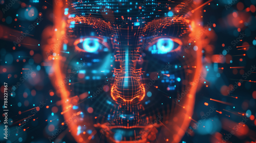 A woman's face is shown in a computer generated image. The image is ...