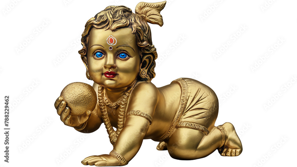 Foto de Vintage golden baby lord krishna also called laddu gopal with ...