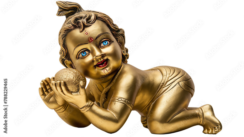 Foto de Vintage golden baby lord krishna also called laddu gopal with ...