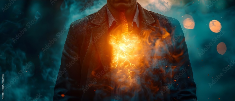 Fiery Chest Discomfort: The Burn of Acid Reflux. Concept Acid Reflux ...