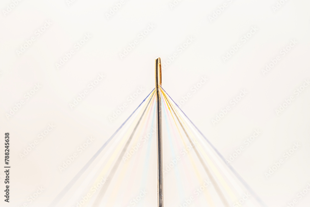 Poster Rainbow Colored Threads Through Needle Eyelet – Wall Art | UkPosters