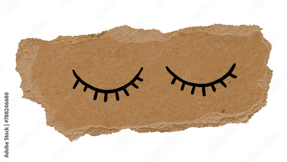 Closed eye png sticker doodle, ripped paper, transparent background ...