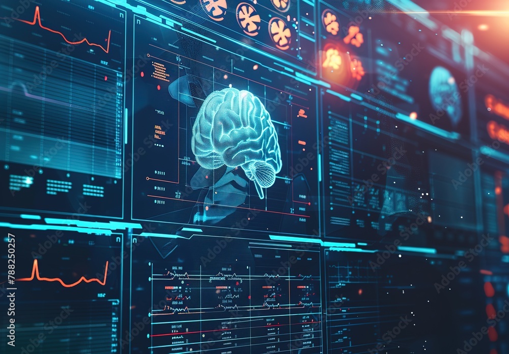 Advanced brain scanning technology displayed on a modern computer ...