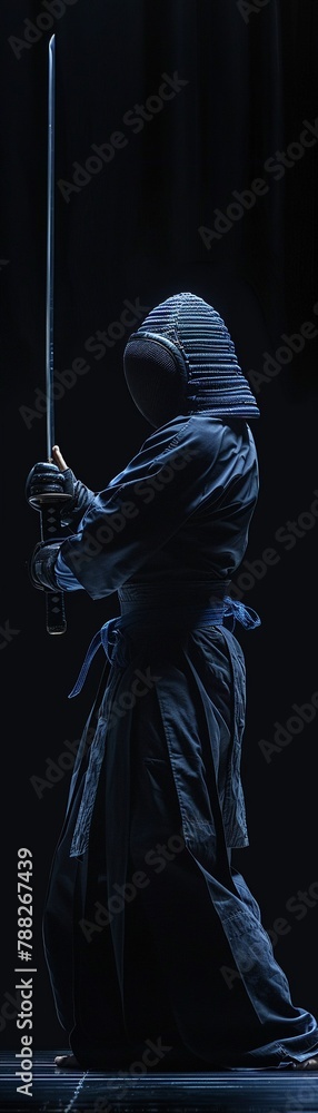 Create a series of animated GIFs showing a kendo practitioner ...