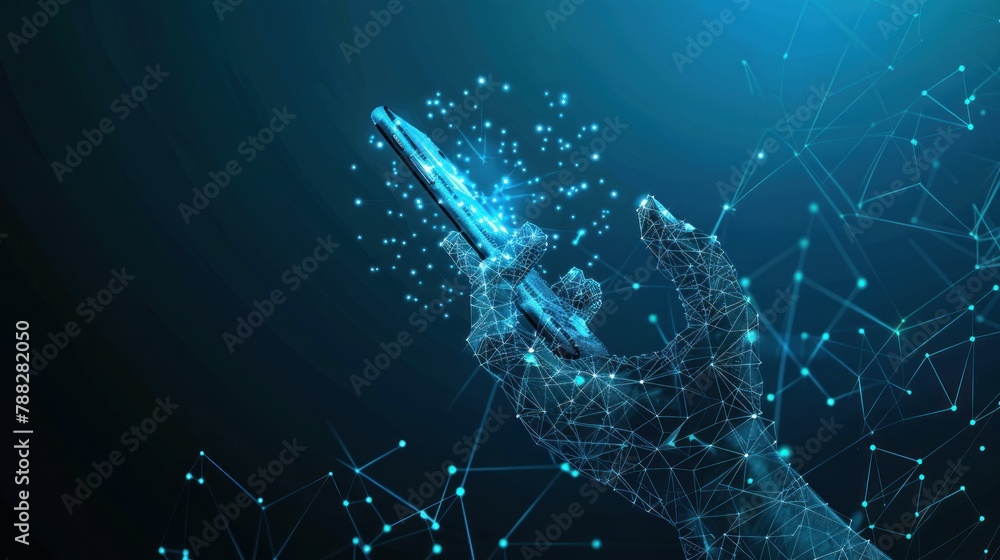 Abstract technology line triangle and points businessman low poly ... Abstract technology line triangle and points businessman low poly ...