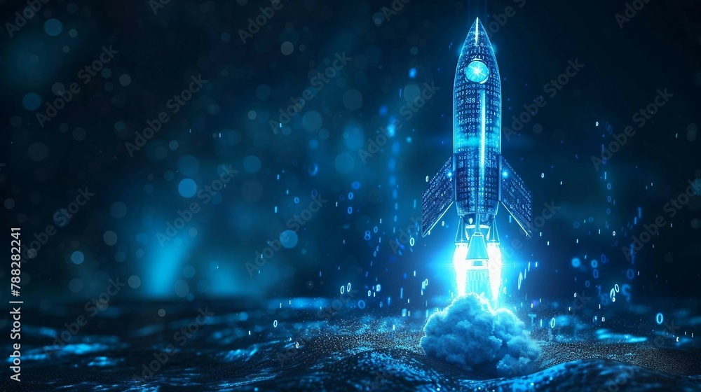 digital rocket launch with binary code, the integration of ai into space exploration missions ...