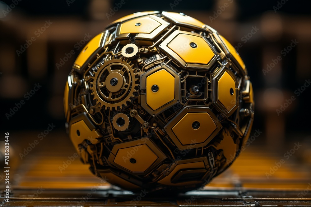 Futuristic Mechanical soccer ball. Sport ball concept. Generate Ai ...