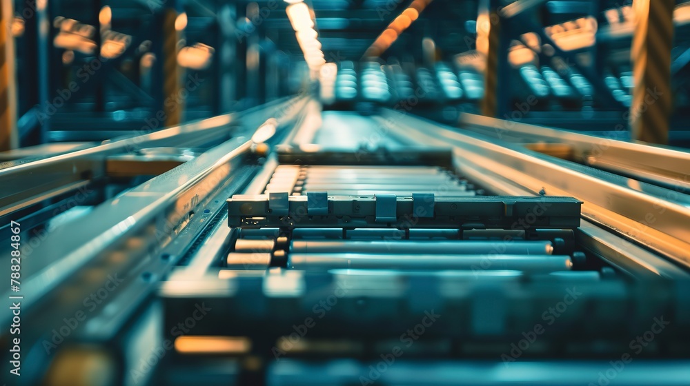 Automated sorting system at a parcel distribution center, tight view ...