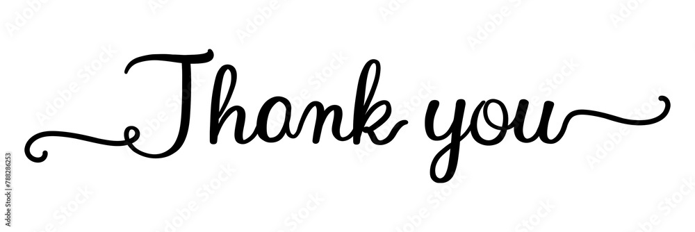 Thank you png, minimal black calligraphy, digital sticker with white ...
