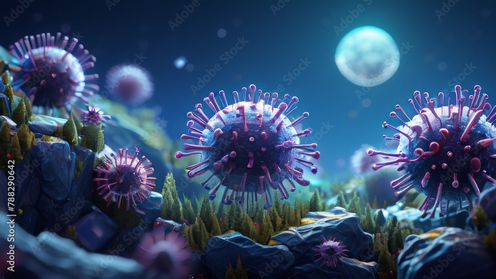 the world under the microscope. A bacterium grows in a benign ...