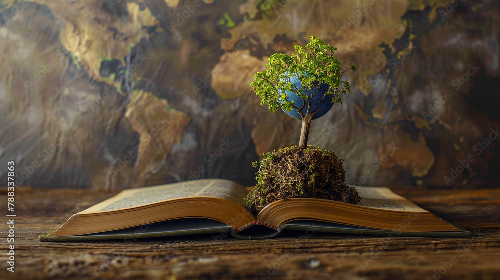 Earth on Open Book Background, World Book Day, International Literacy ...