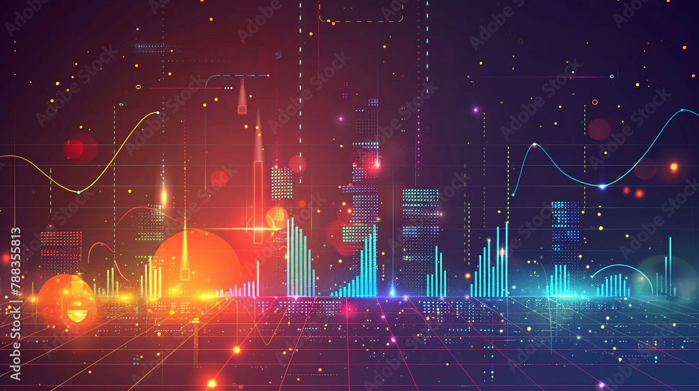 Data analytics report. Infographic, graph and chart on abstract ...
