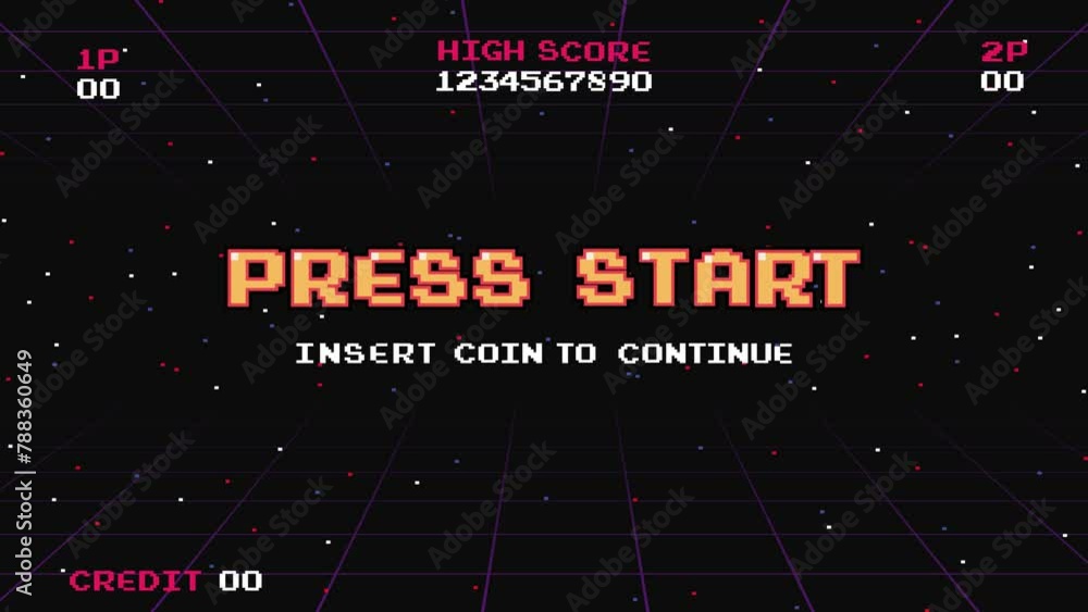 PRESS START INSERT A COIN TO CONTINUE .pixel art .8 bit game.retro game ...