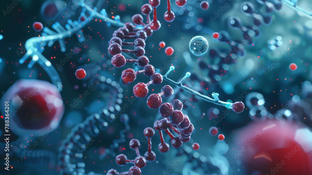 Double, helix and stem for science or biology development, nucleric ...